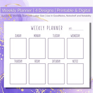 Weekly Planner Printable Landscape Simple Weekly Schedule - Etsy