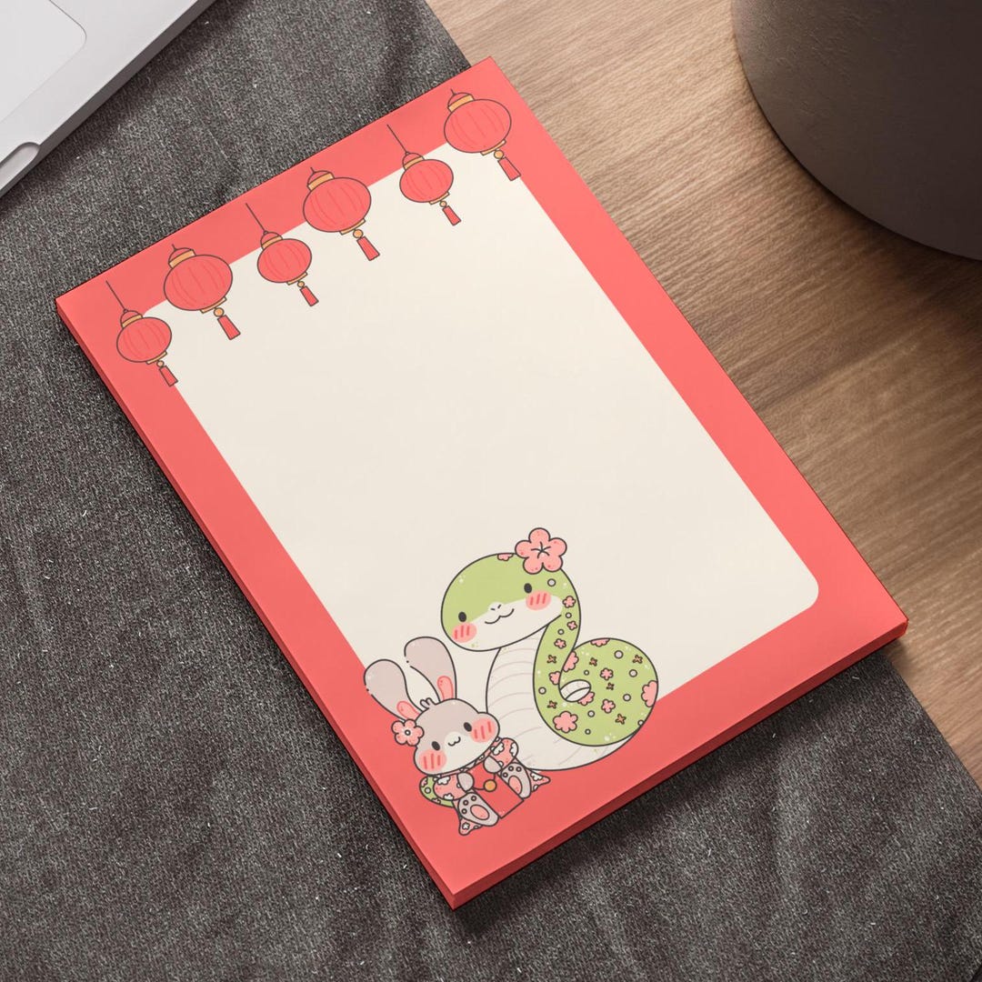 Lunar New Year Notepad | Mochi & Snaki for Year of the Snake | Sticky ...
