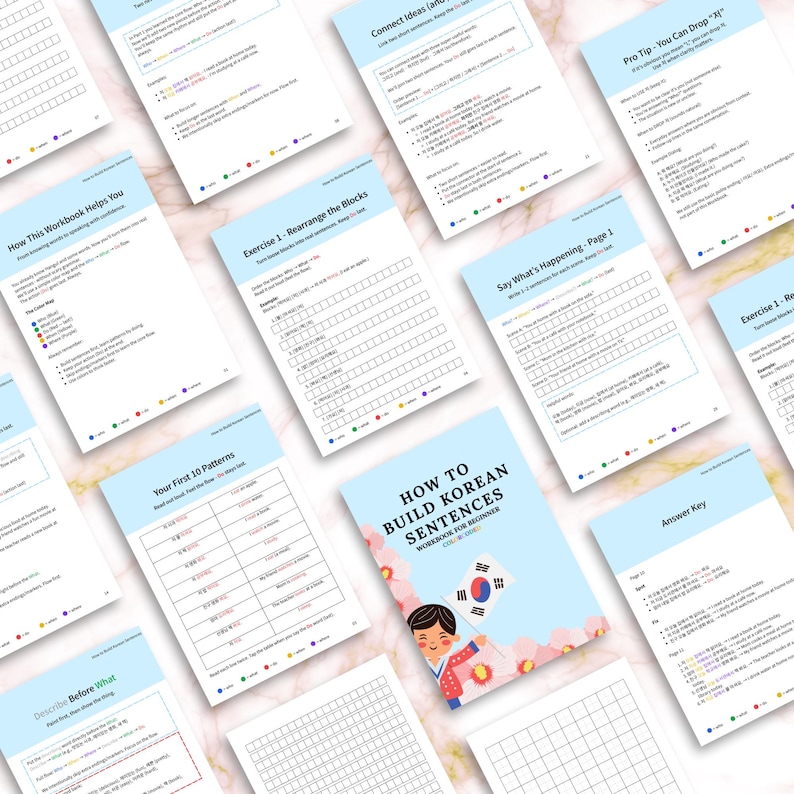 Korean Sentence Builder Workbook: Color-coded Method (PDF Download) - Etsy