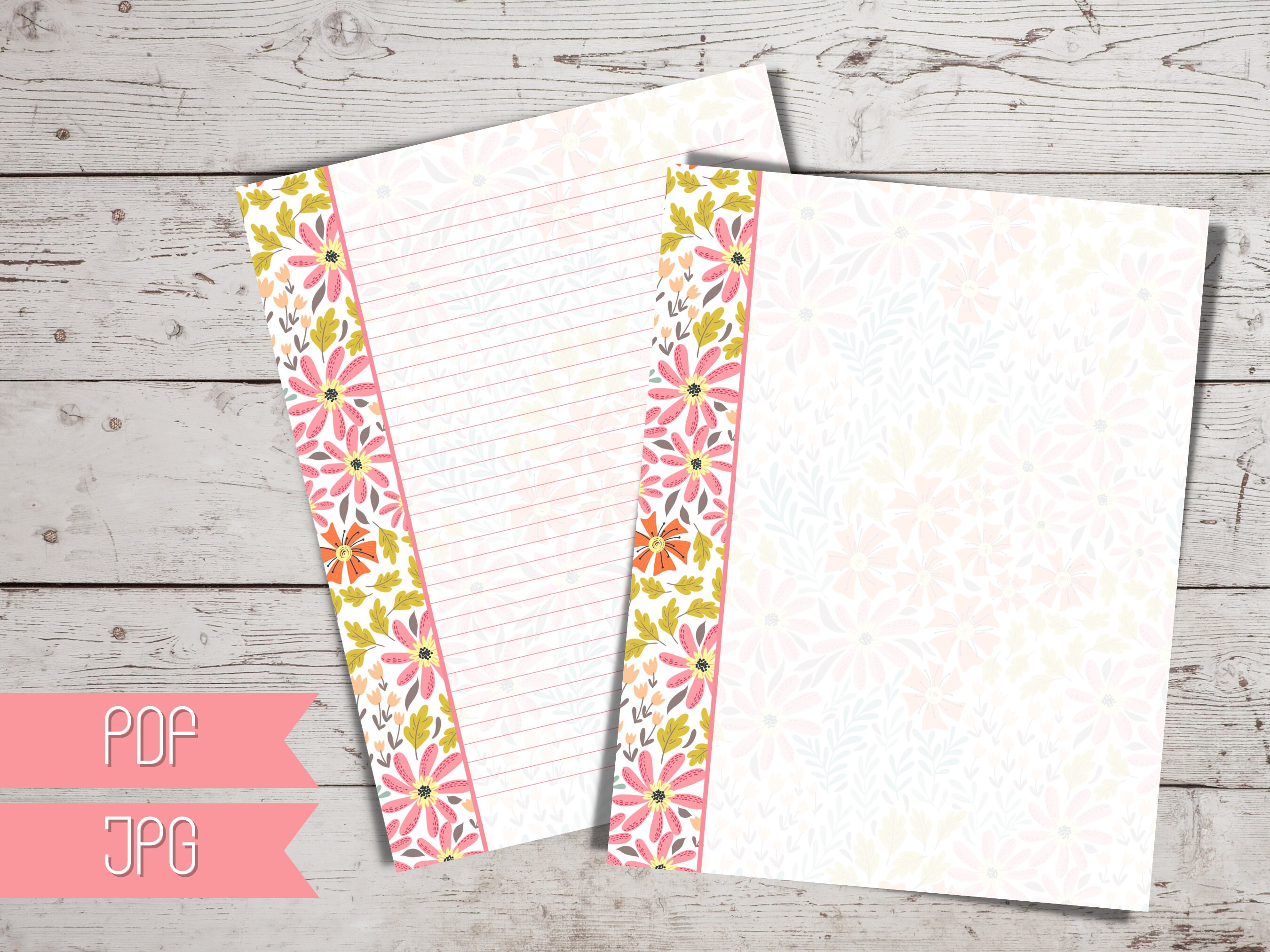 Pink Floral Digital Note Paper Templates for Goodnotes - Etsy