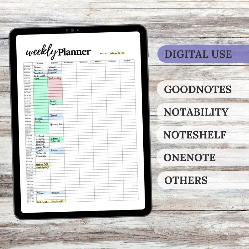 15 Minute Weekly Planner, Printable Time-blocking Schedule, A4 & US ...