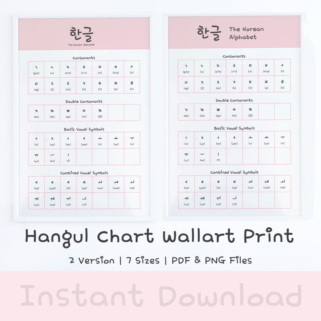Korean Alphabet Hangul Poster | Printable | Minimalist Korean Language ...