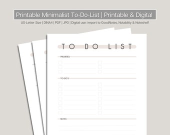 Printable to Do List PDF Planner Checklist Task Lists Instant Download ...