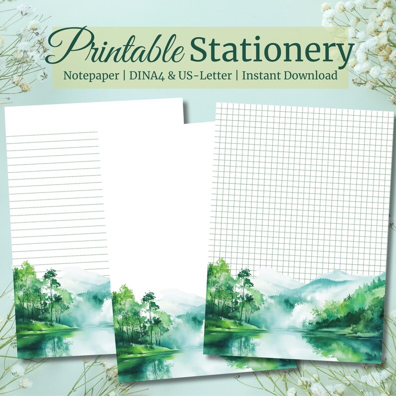 Printable Stationery Bundle, Lined Paper, Planners, Bookmark PNG ...