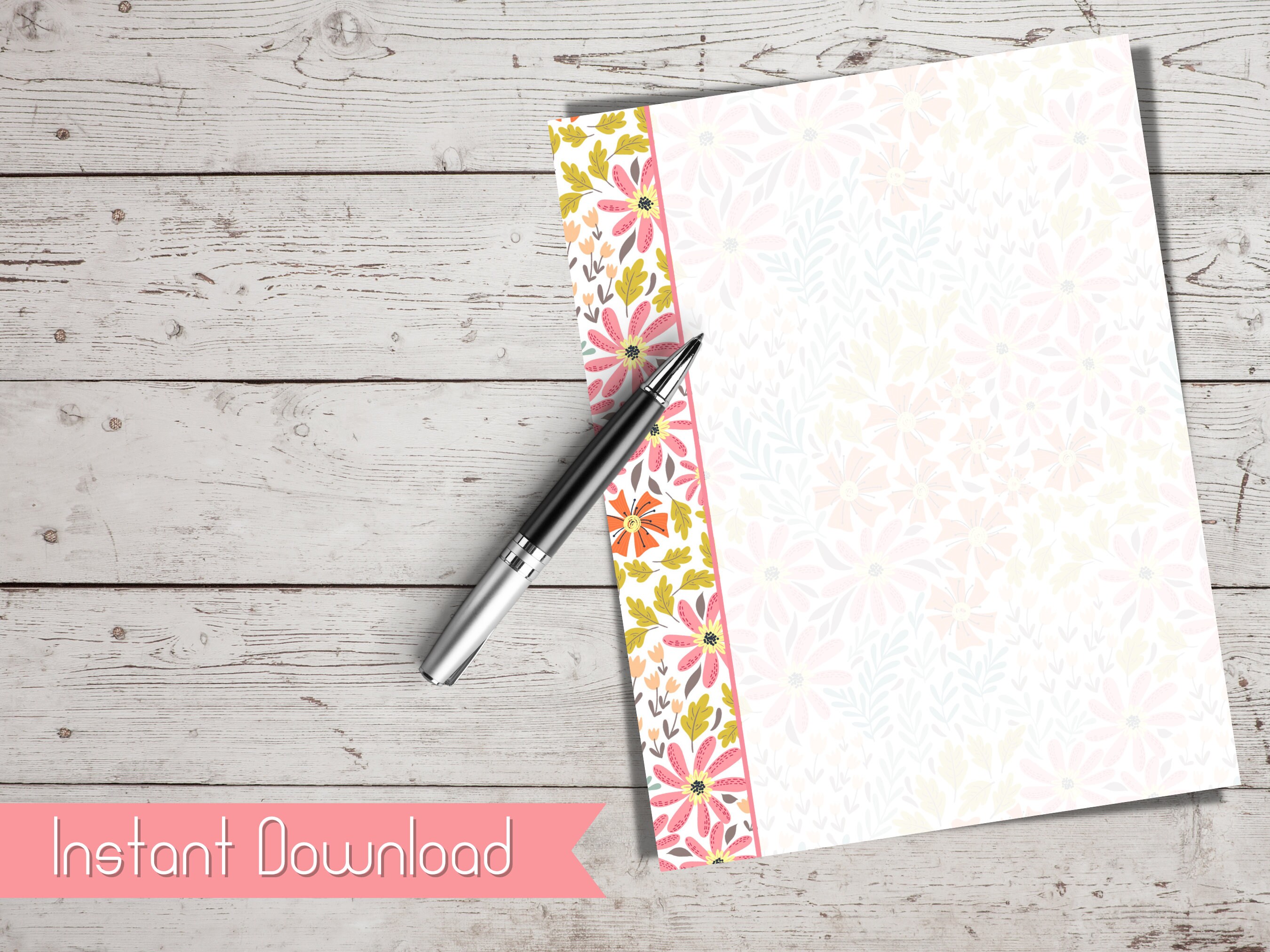 Pink Floral Digital Note Paper Templates for Goodnotes - Etsy