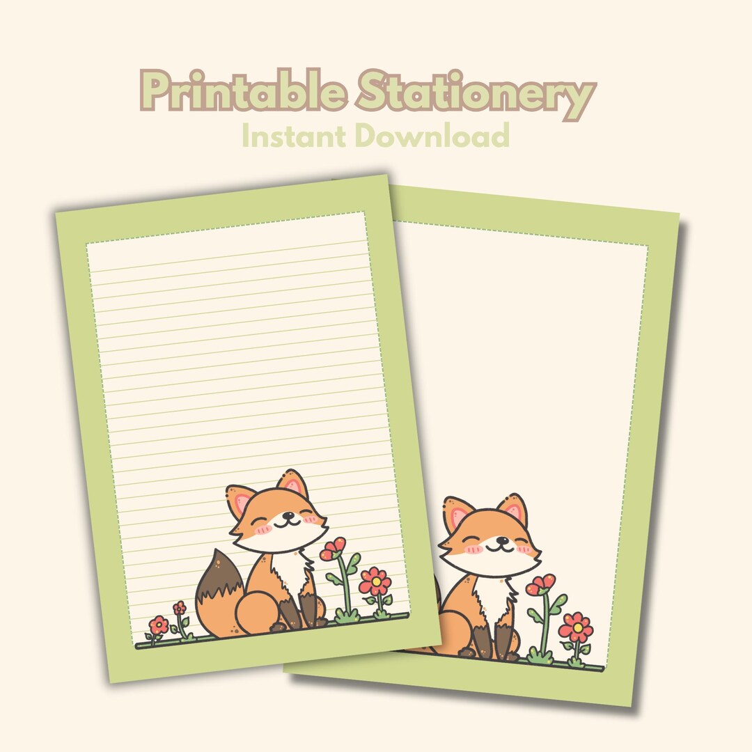 Cute Spring Fox Stationery | Printable Writing Paper | Aki the Fox With ...