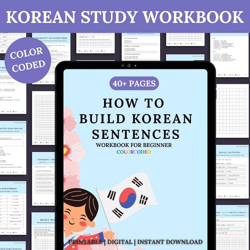Korean Study Workbook Digital - Etsy