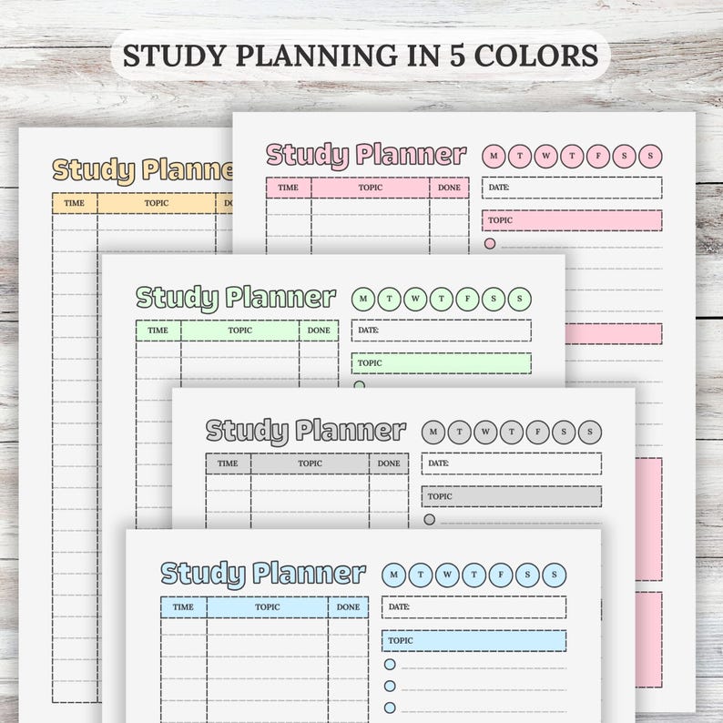 Study Planner Printable, Daily Student Schedule, PDF A4, A5, US Letter ...