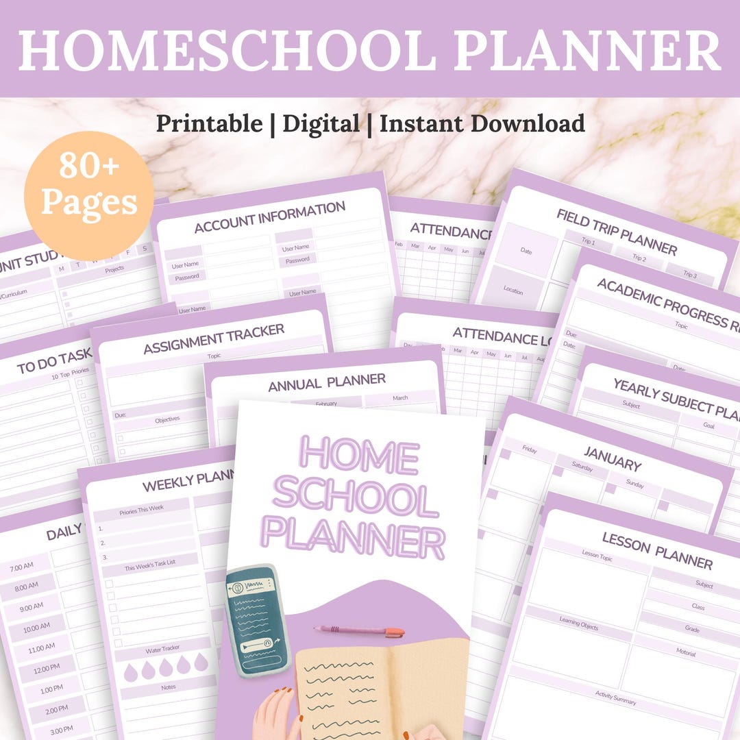 Homeschool Planner Printable Bundle,daily, Tracker Weekly, Monthly ...