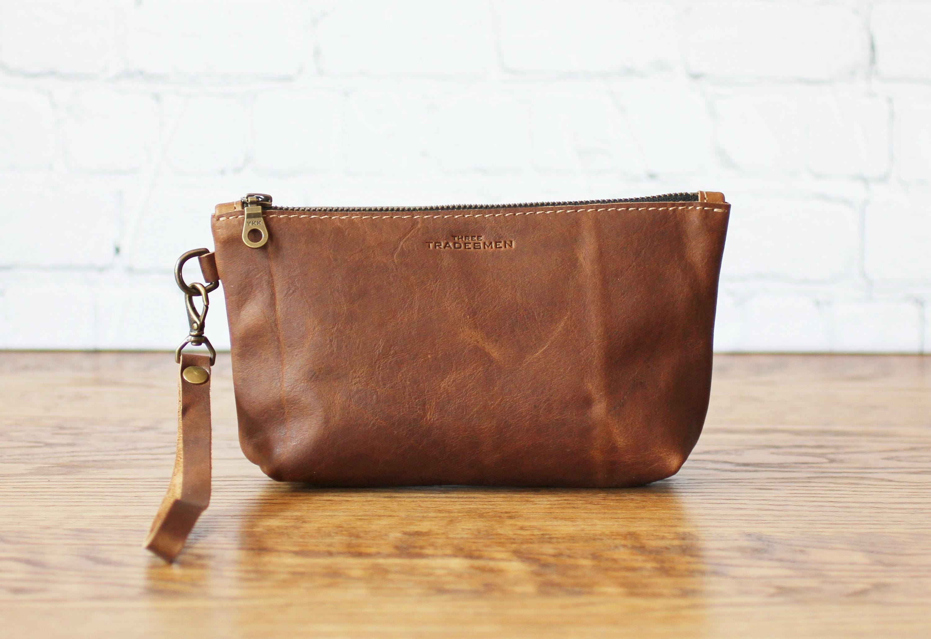 Handmade Leather Zipper Pouch - Etsy