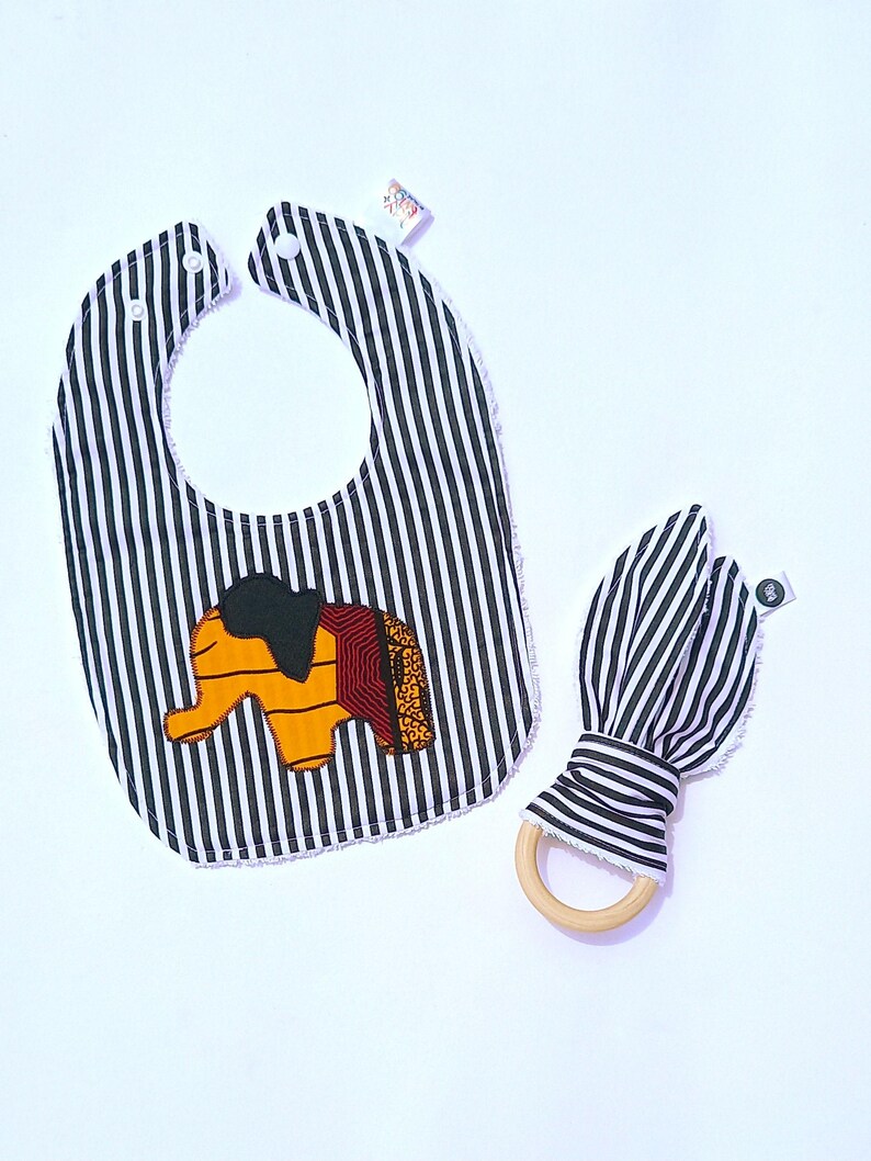 Handmade African Print Baby Bib: Elephant Design, Cotton Towelling ...