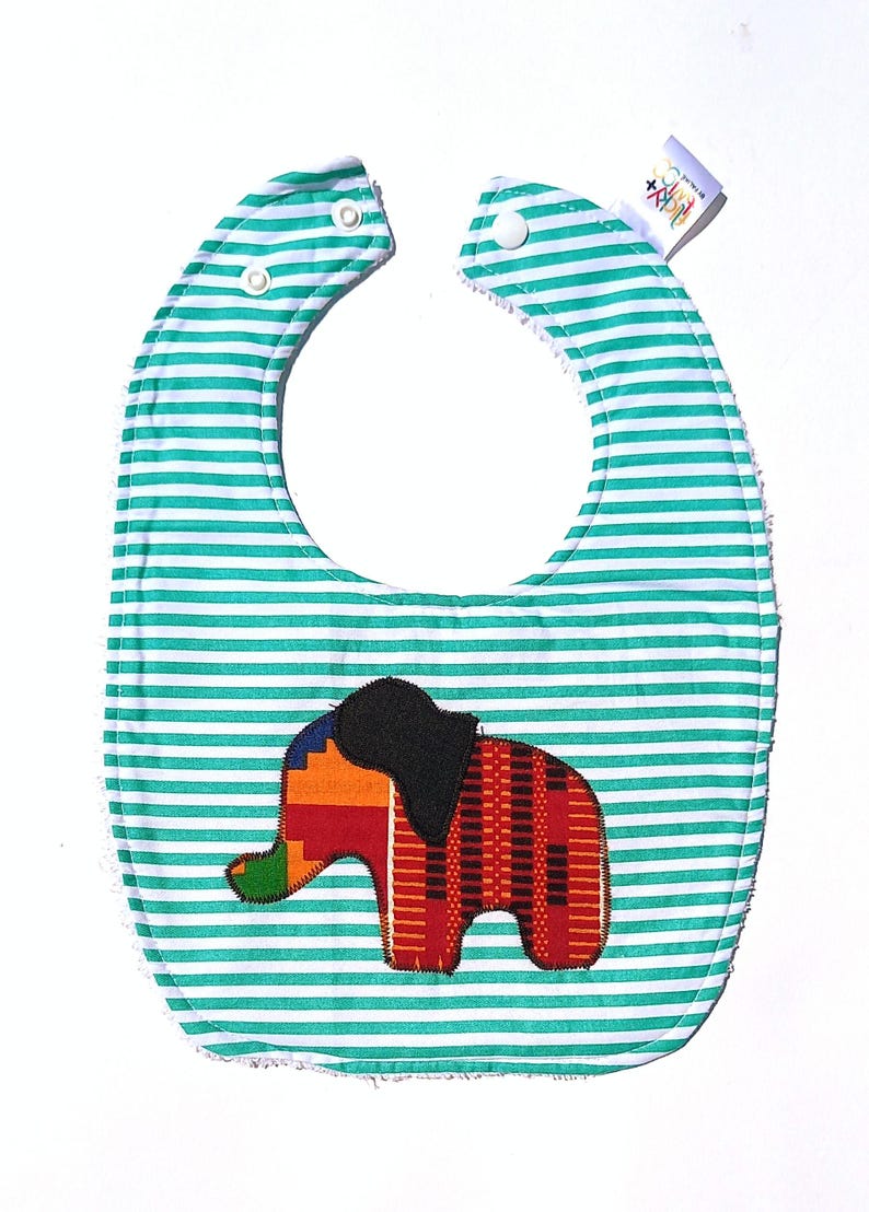 Handmade African Print Baby Bib: Elephant Design, Cotton Towelling ...