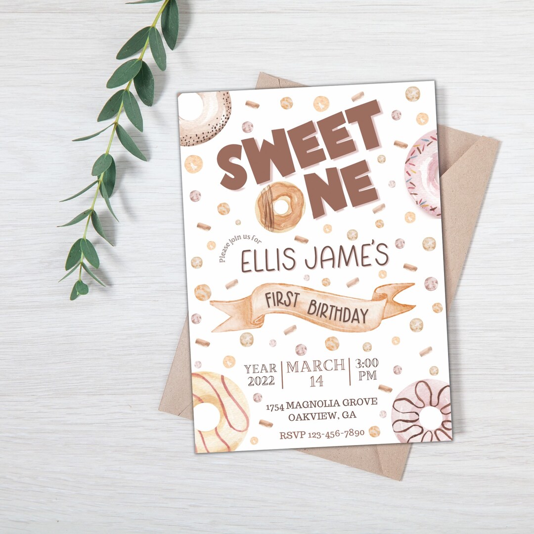 Primera invitación de cumpleaños imprimible de Sweet One, invitaciones ...