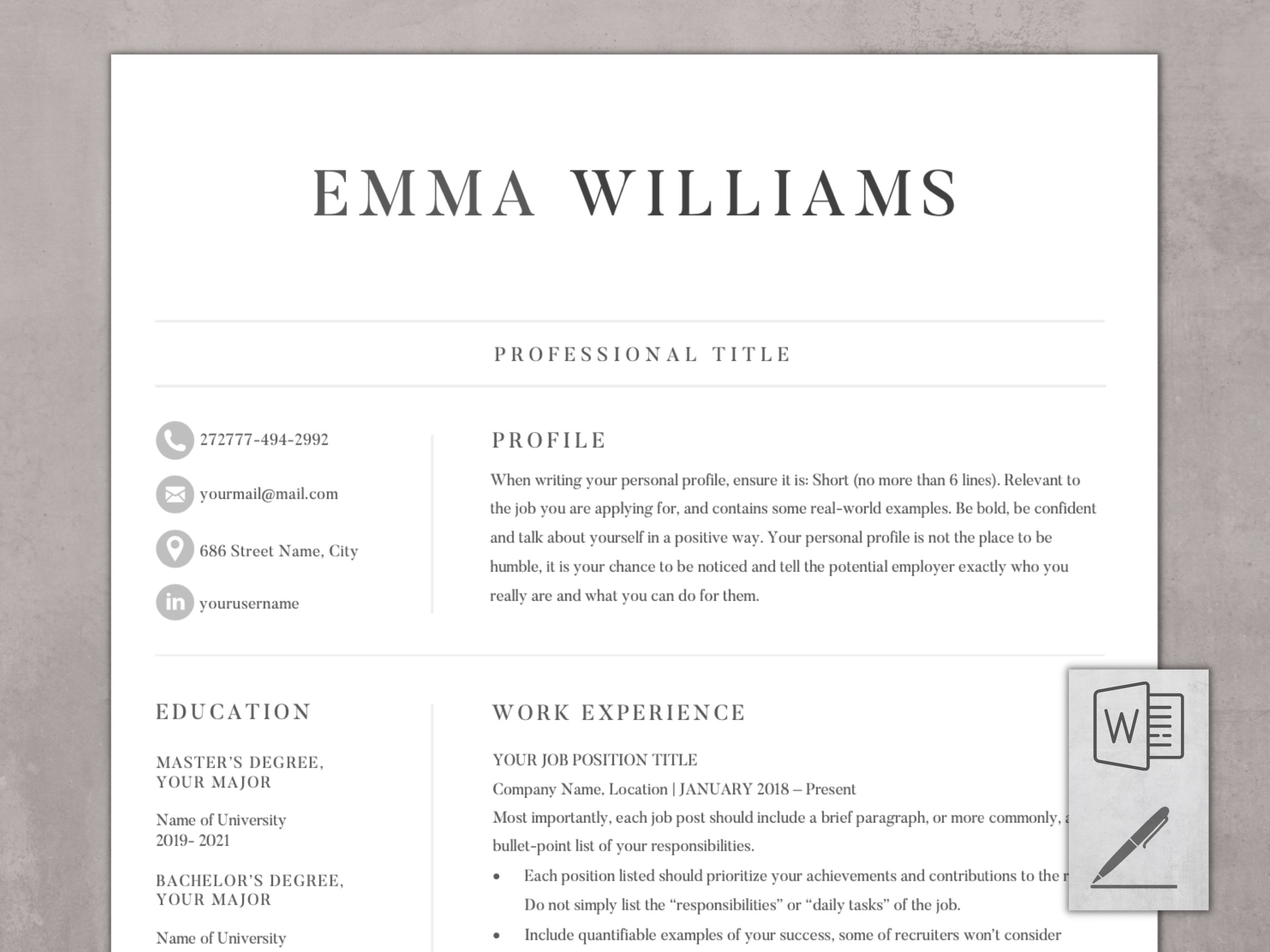 2025 Professional Resume Template | CV Template Pages | Mac Pages ...