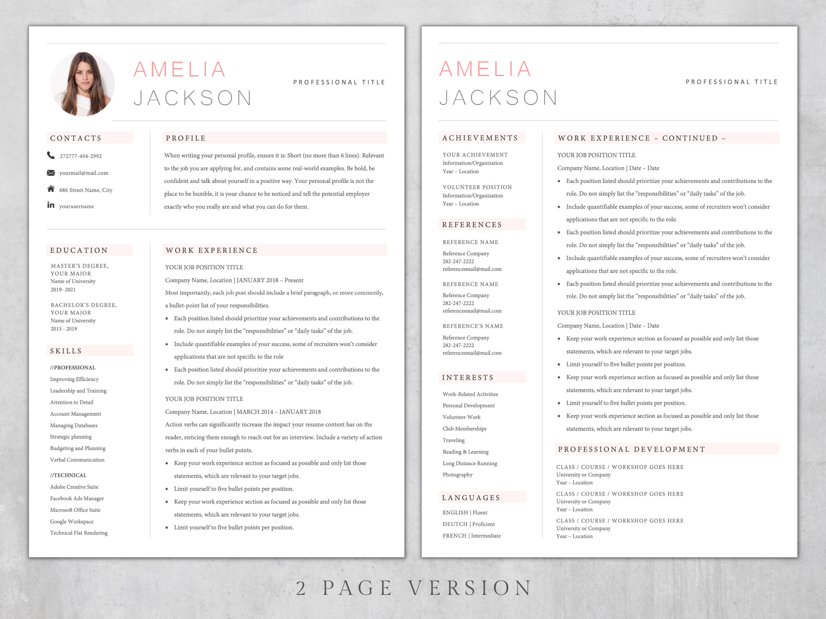 2025 Modern Resume Template | CV Template Word, Pages | Resume Template ...