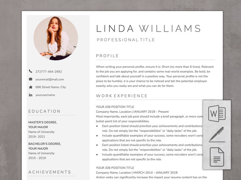 2024 Modern Resume Template Google Docs One Page Resume Template CV ...