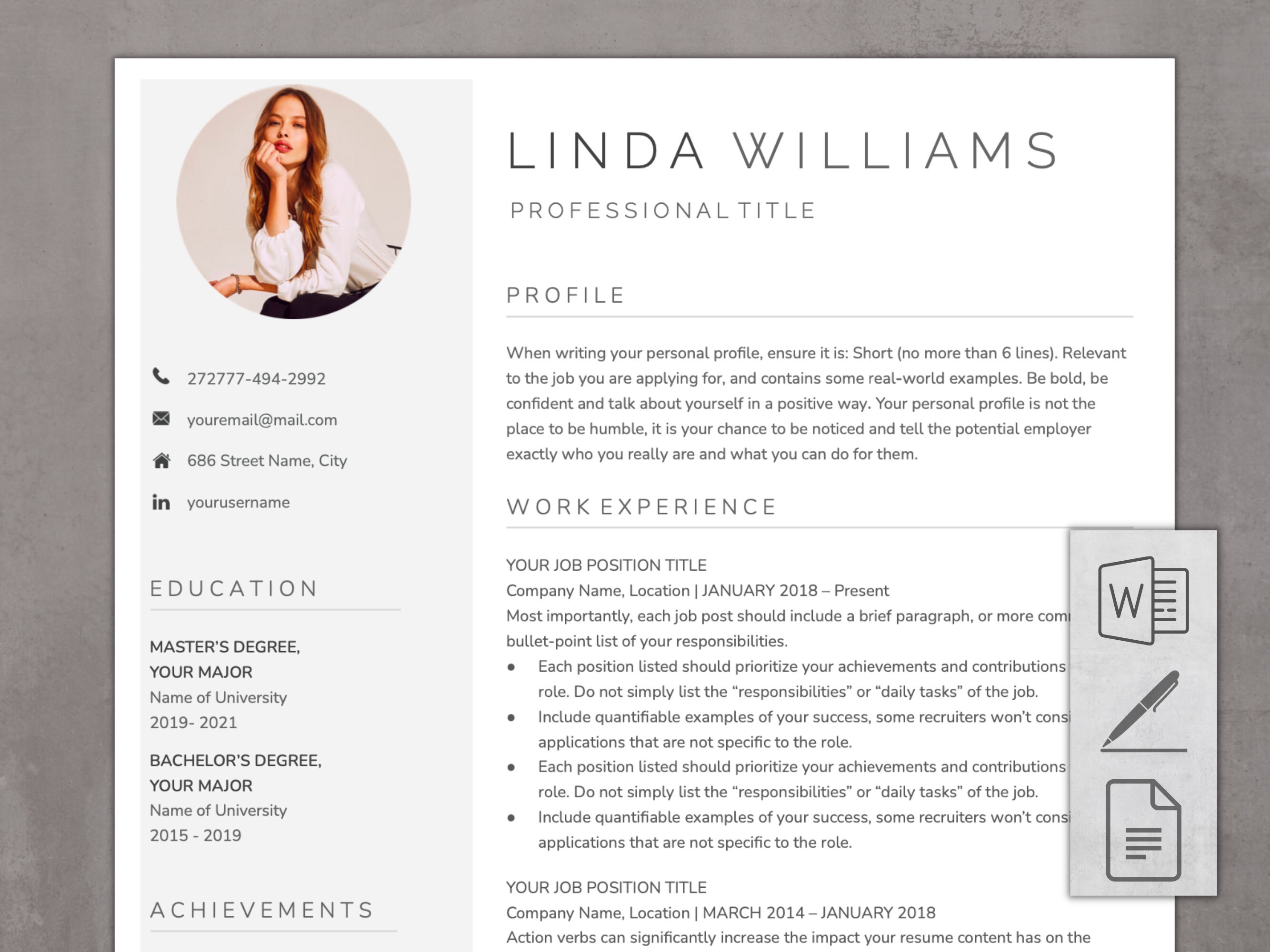 2024 Modern Resume Template Google Docs One Page Resume Template CV ...
