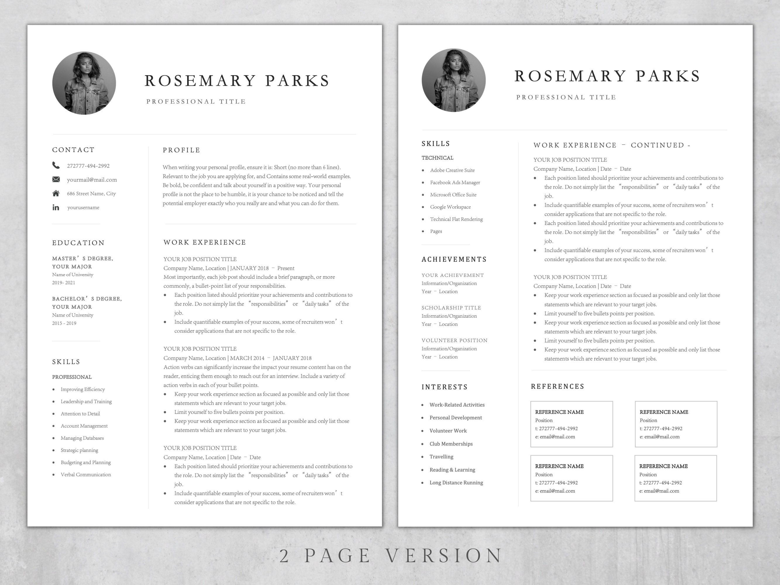 Word Resume Template | Word With Photo Resume | A4 Resume Template Word ...