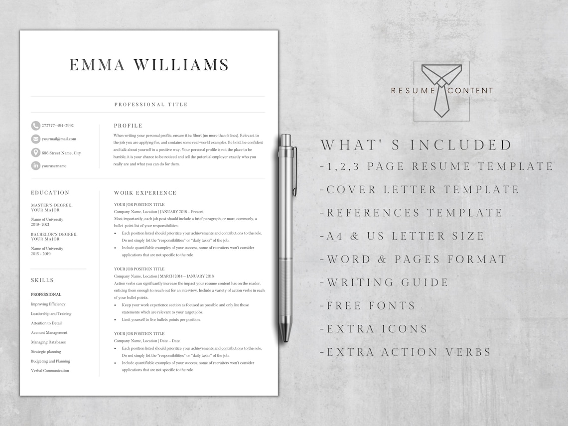 2024 Professional Resume Template CV Template Pages Mac Pages Resume ...