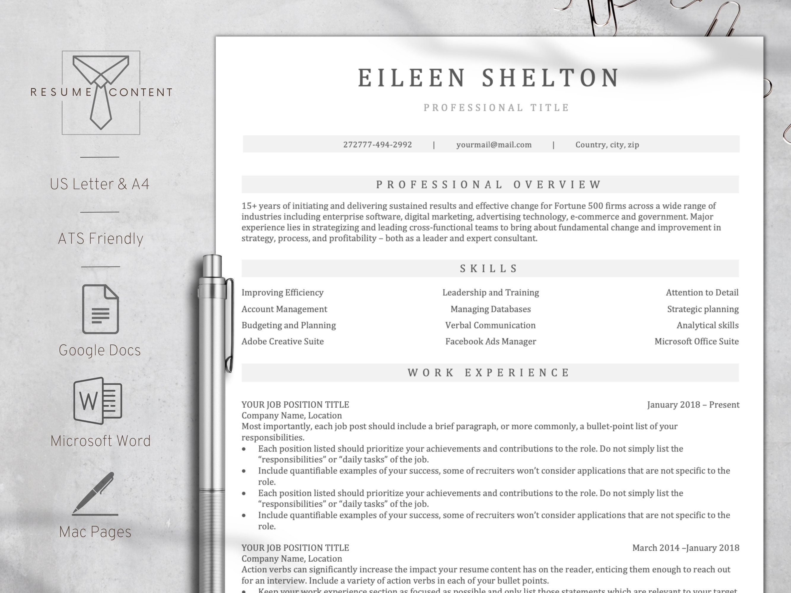 2025 Google Docs ATS Friendly Resume Template | ATS Resume Template ...