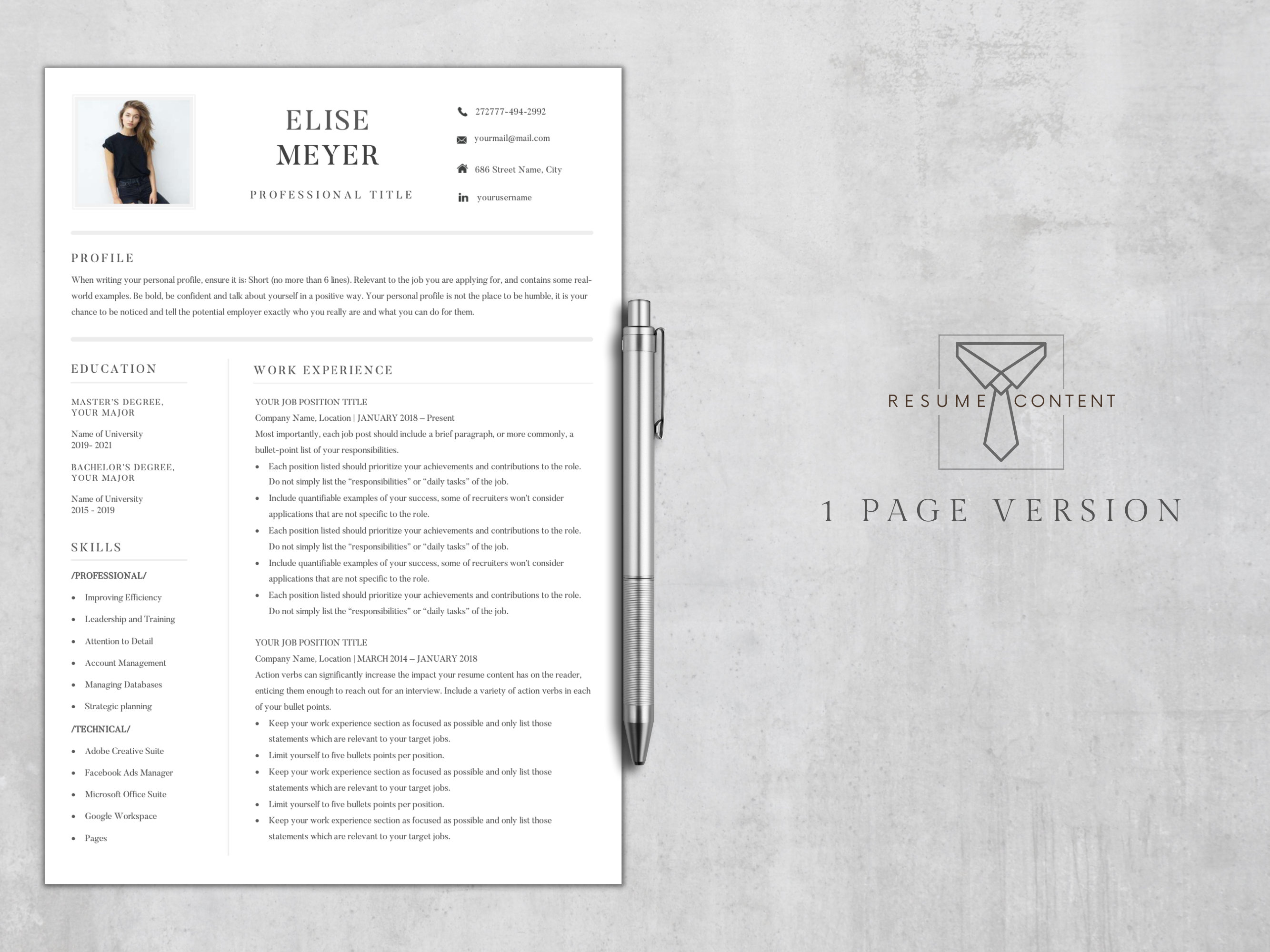 2025 Resume Template Word | Resume Template With Picture | CV Template ...