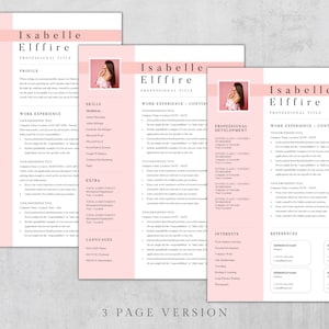 Pink Resume Template | Word and Pages Resume Template | Girl Resume ...