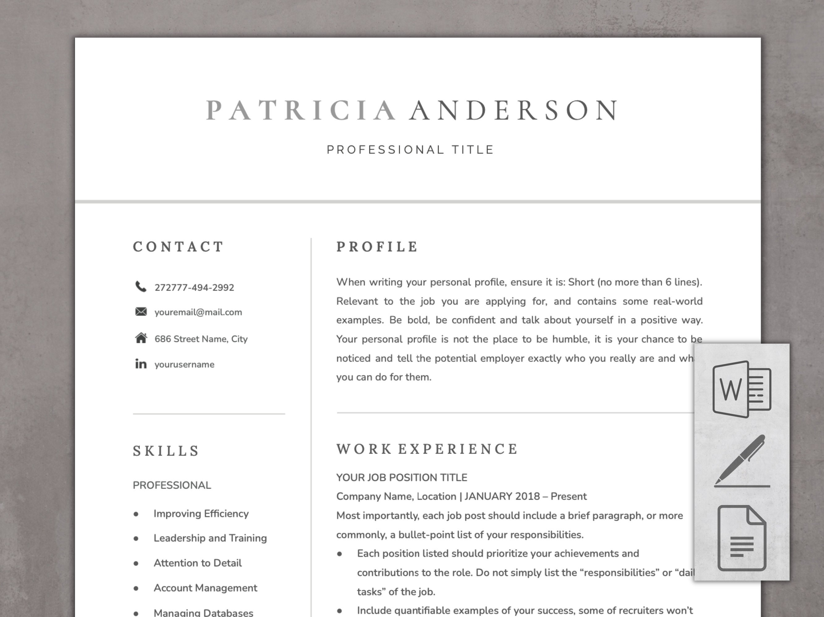 2024 Modern CV Template Resume Template Cover Letter References Easy ...