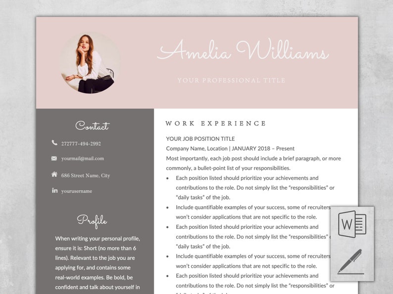 2025 Modern Resume Template Word Pages Resume Cover Letter, References ...