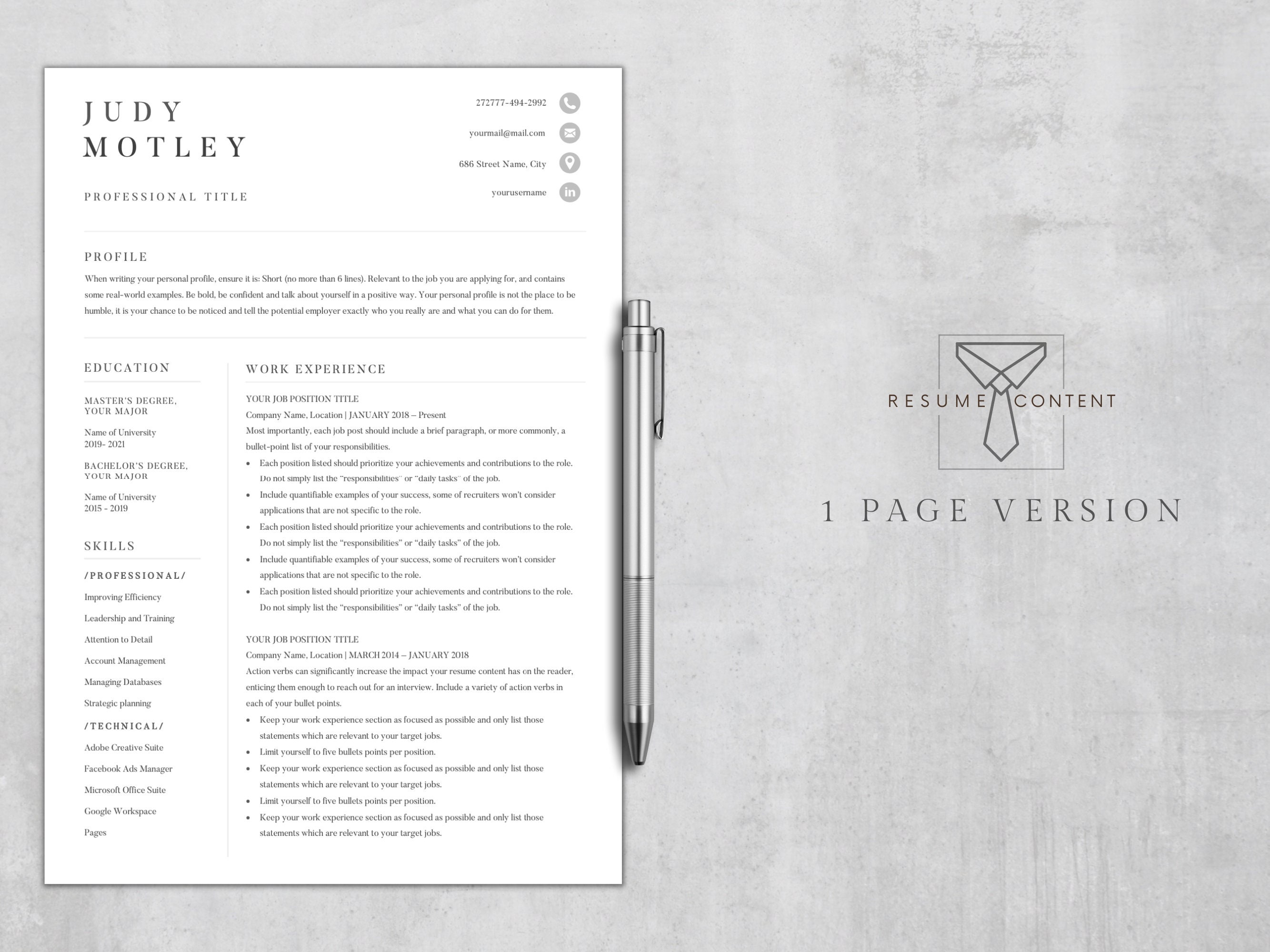 2024 CV Template for Word and Pages Professional Resume Template Resume ...