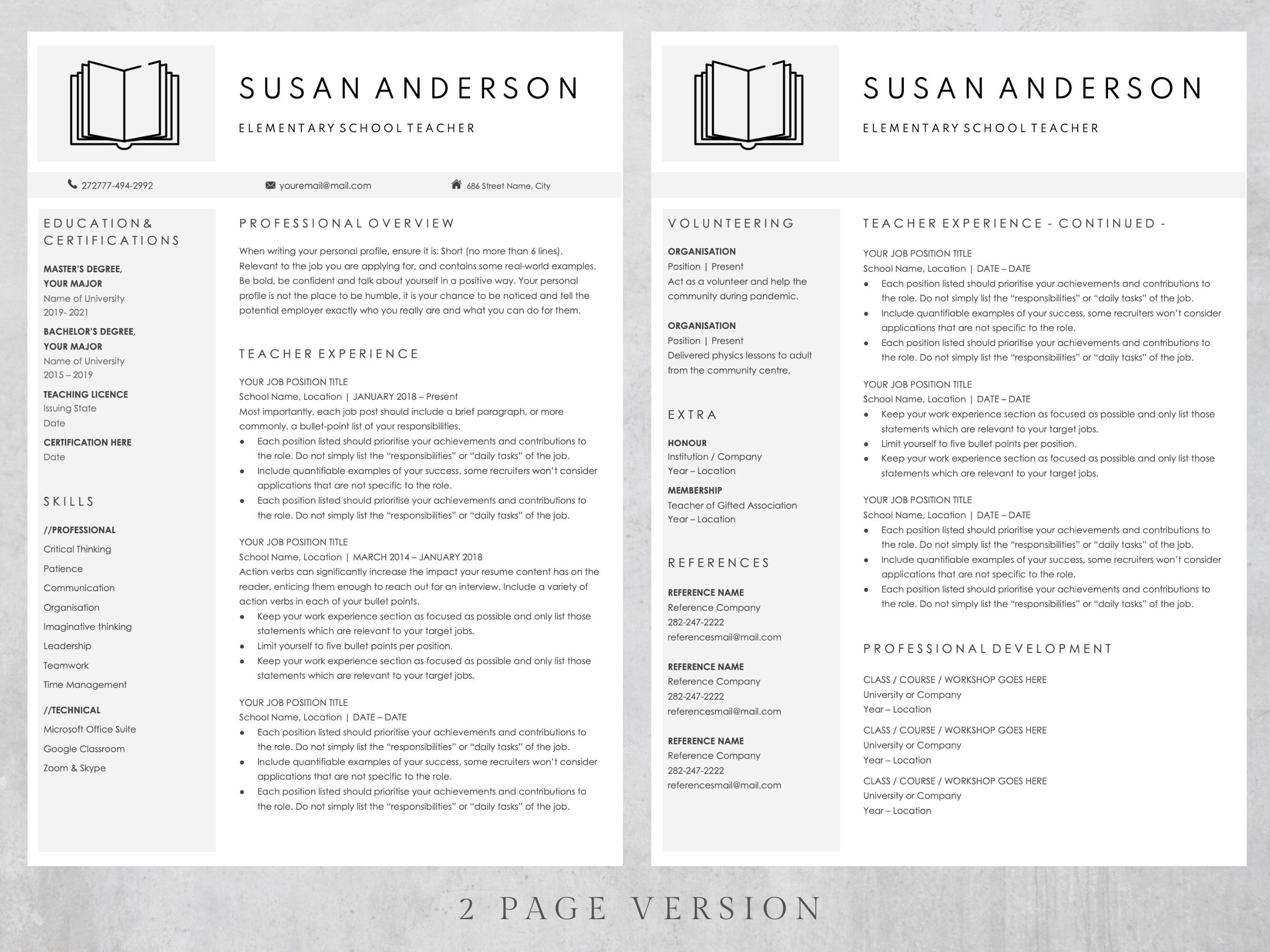 2024 Resume Template Teacher Profession Professional School Resume ...