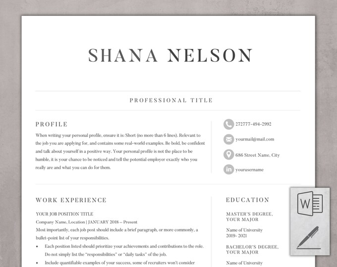 Clean Modern Resume Template 4 Page | CV Template + Cover Letter ...