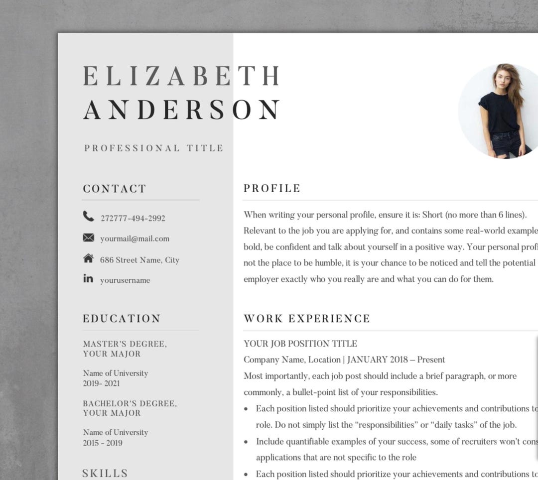 CV Template A4 Letter Word | 1 & 2 Page Professional Resume Template ...