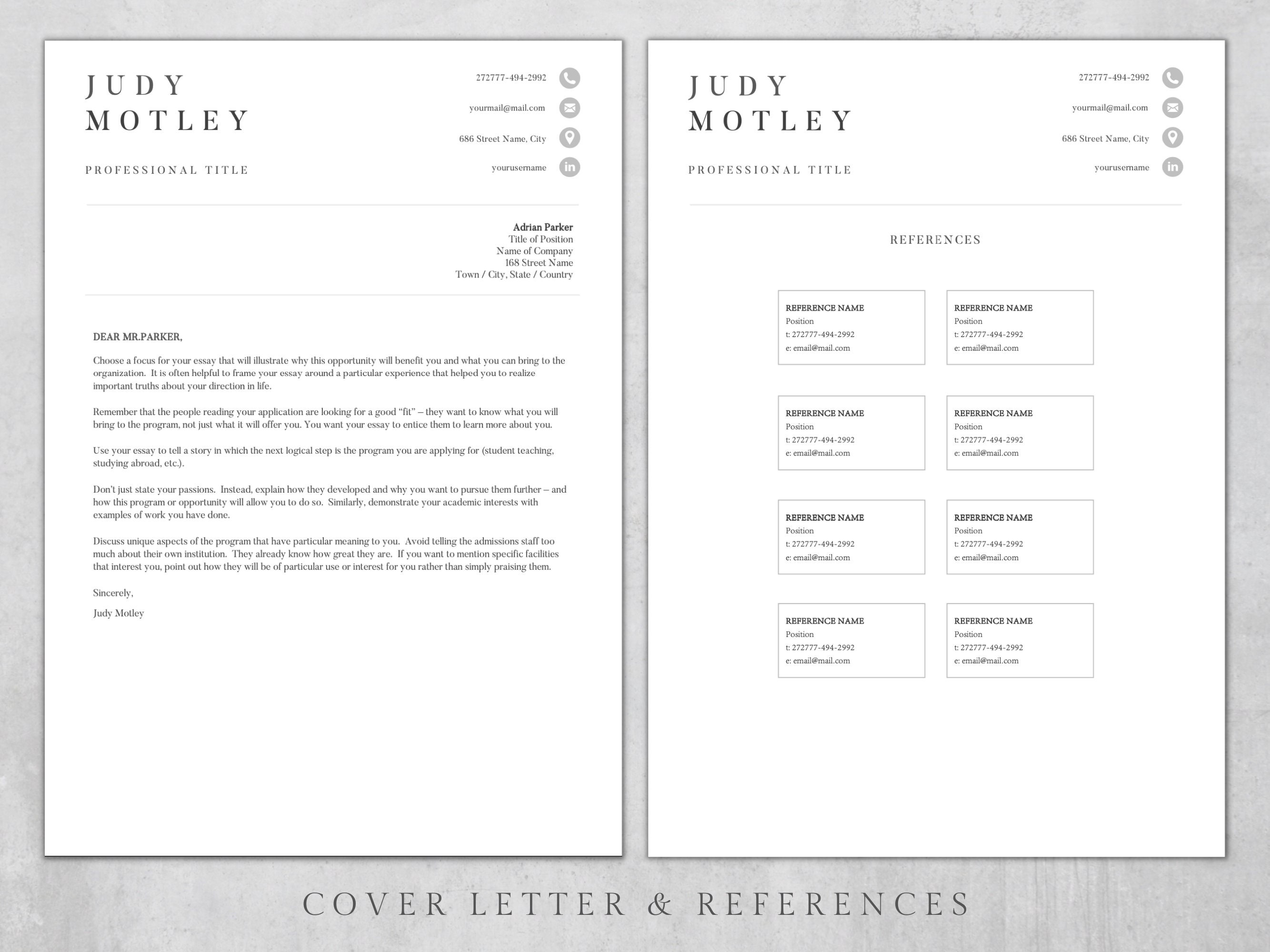 2024 CV Template for Word and Pages Professional Resume Template Resume ...