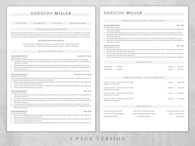 2024 ATS Resume Template Word ATS Friendly Resume Templates ATS Cv ...