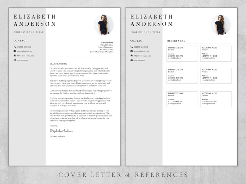 CV Template A4 Letter Word | 1 & 2 Page Professional Resume Template ...