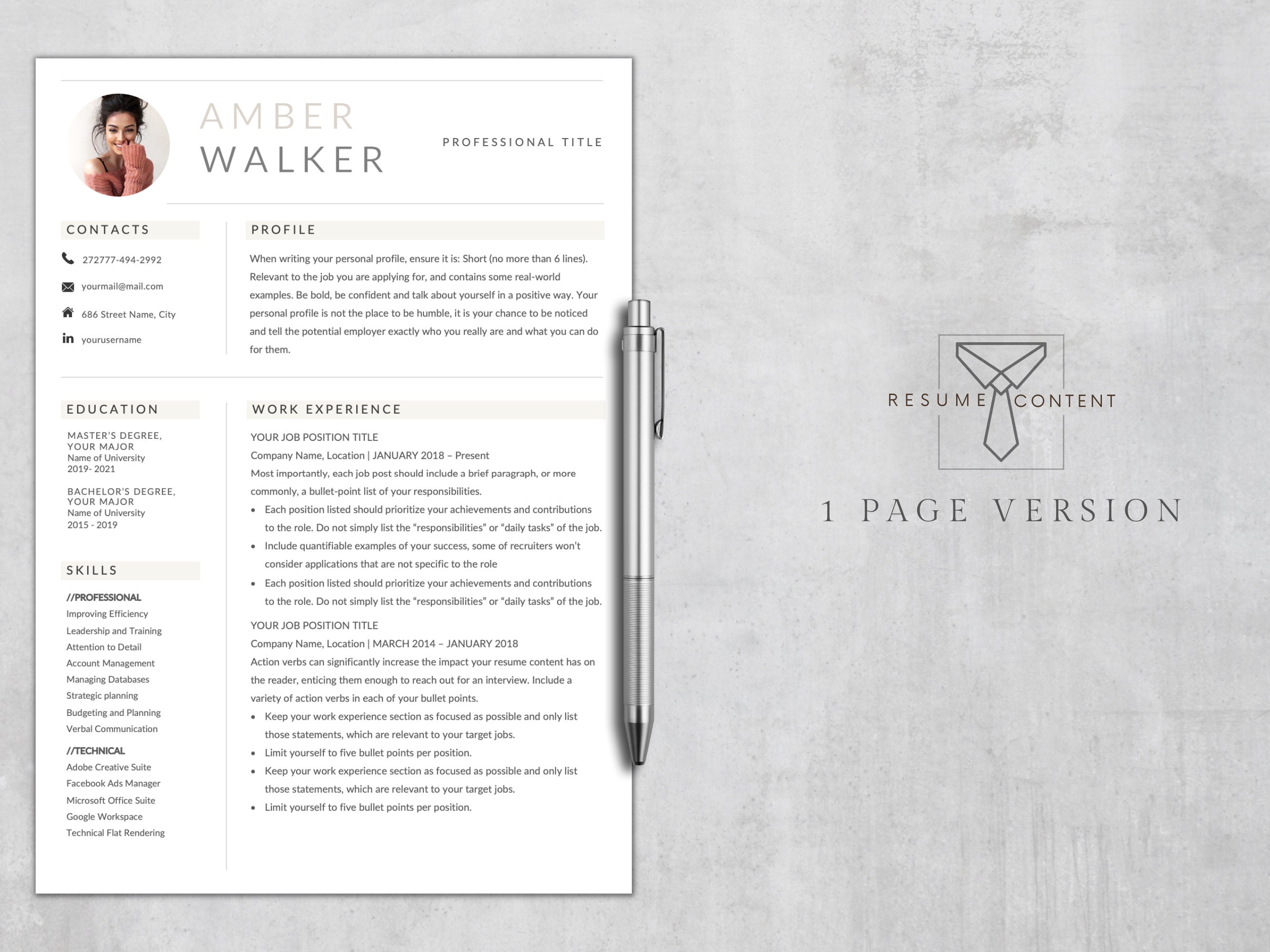 2024 Resume Template With Photo Professional Modern Resume Template for ...
