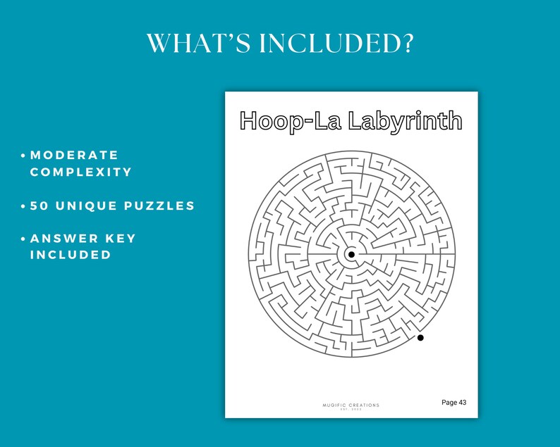 Printable Maze Puzzle Book | 50 Unique Mazes for Teens & Adults (PDF ...