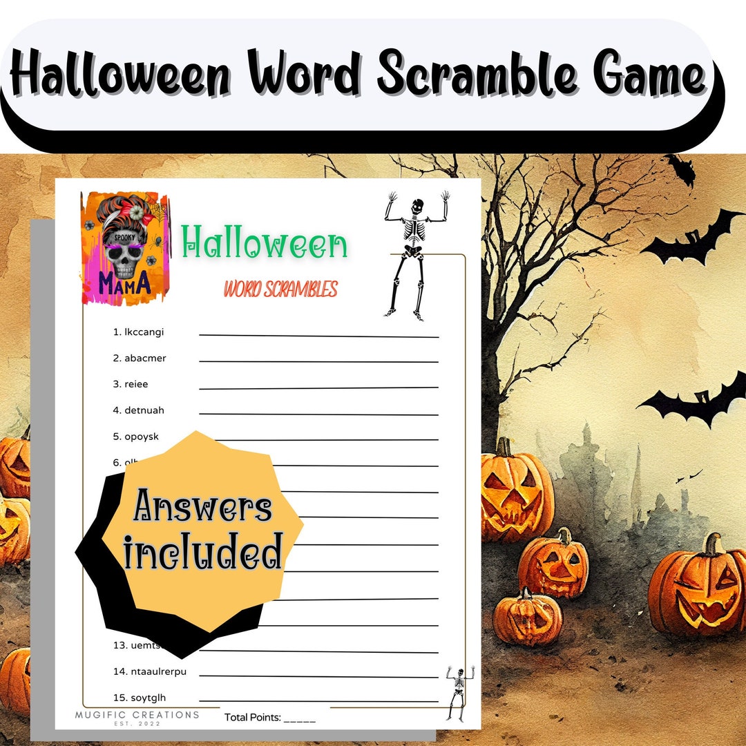 Halloween Word Scrambles / Adult Party Word Games / Instant Printable ...