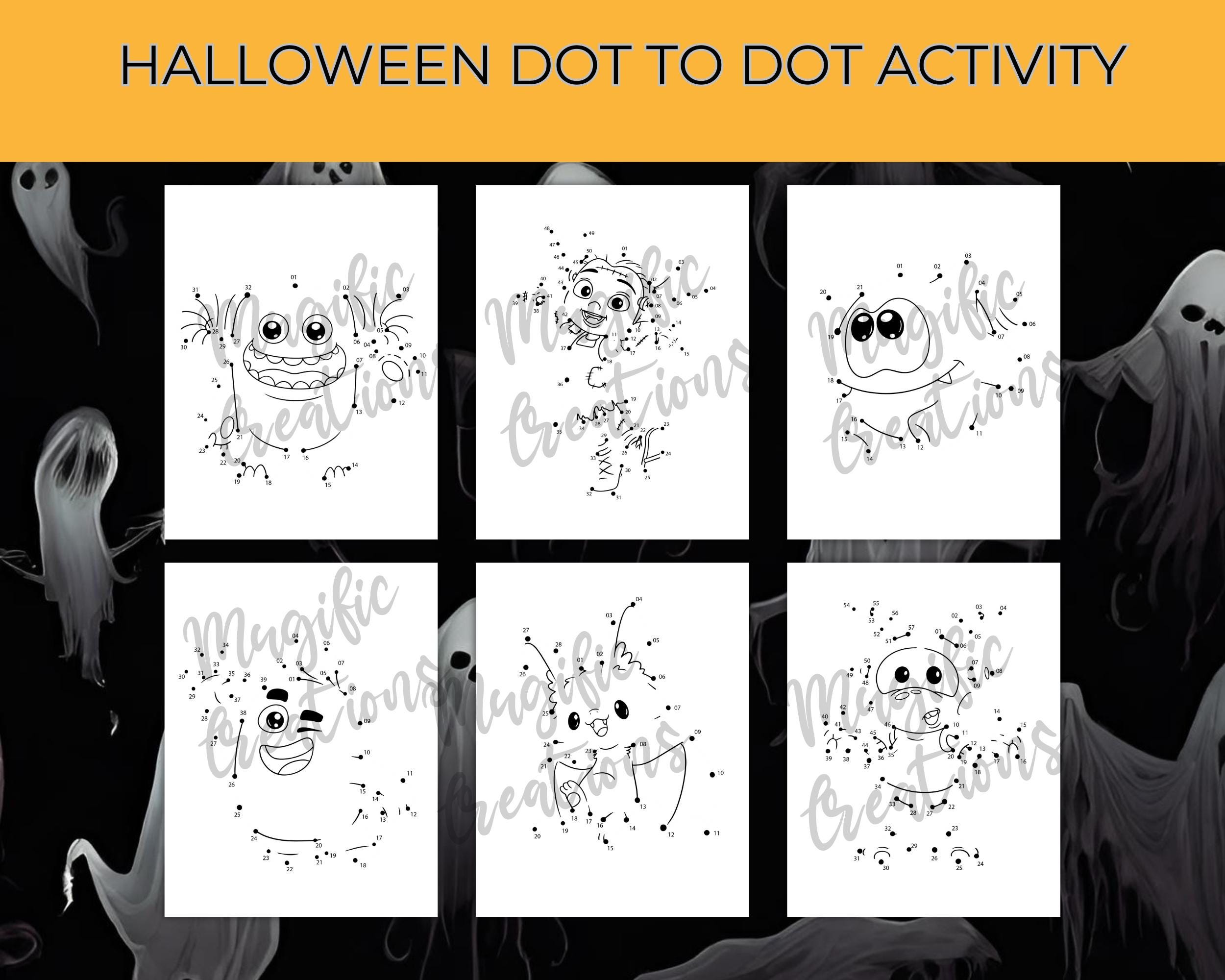 Halloween Coloring Pages | Kids Dot to Dot & Color by Number (digital ...