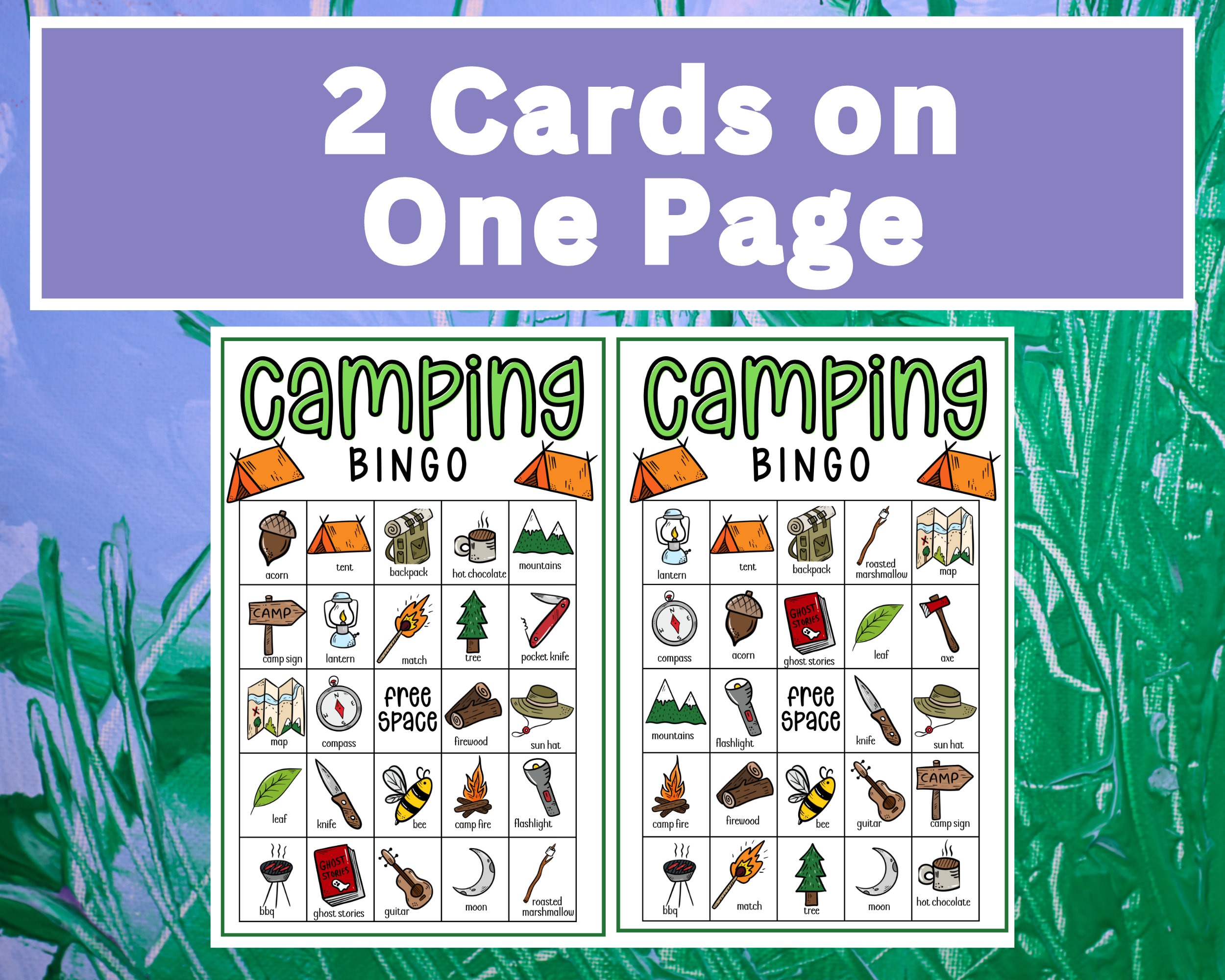 Camping Bingo Printable Outdoor Adventure Game Cards Family Trip ...