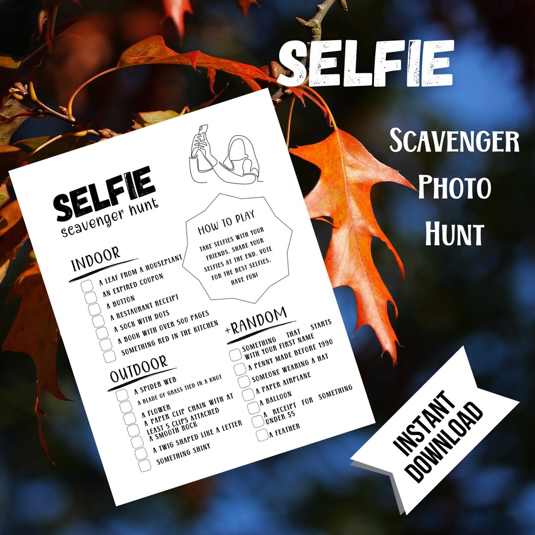 Selfie Scavenger Hunt | Fun Party Game (instant Download PDF) - Etsy