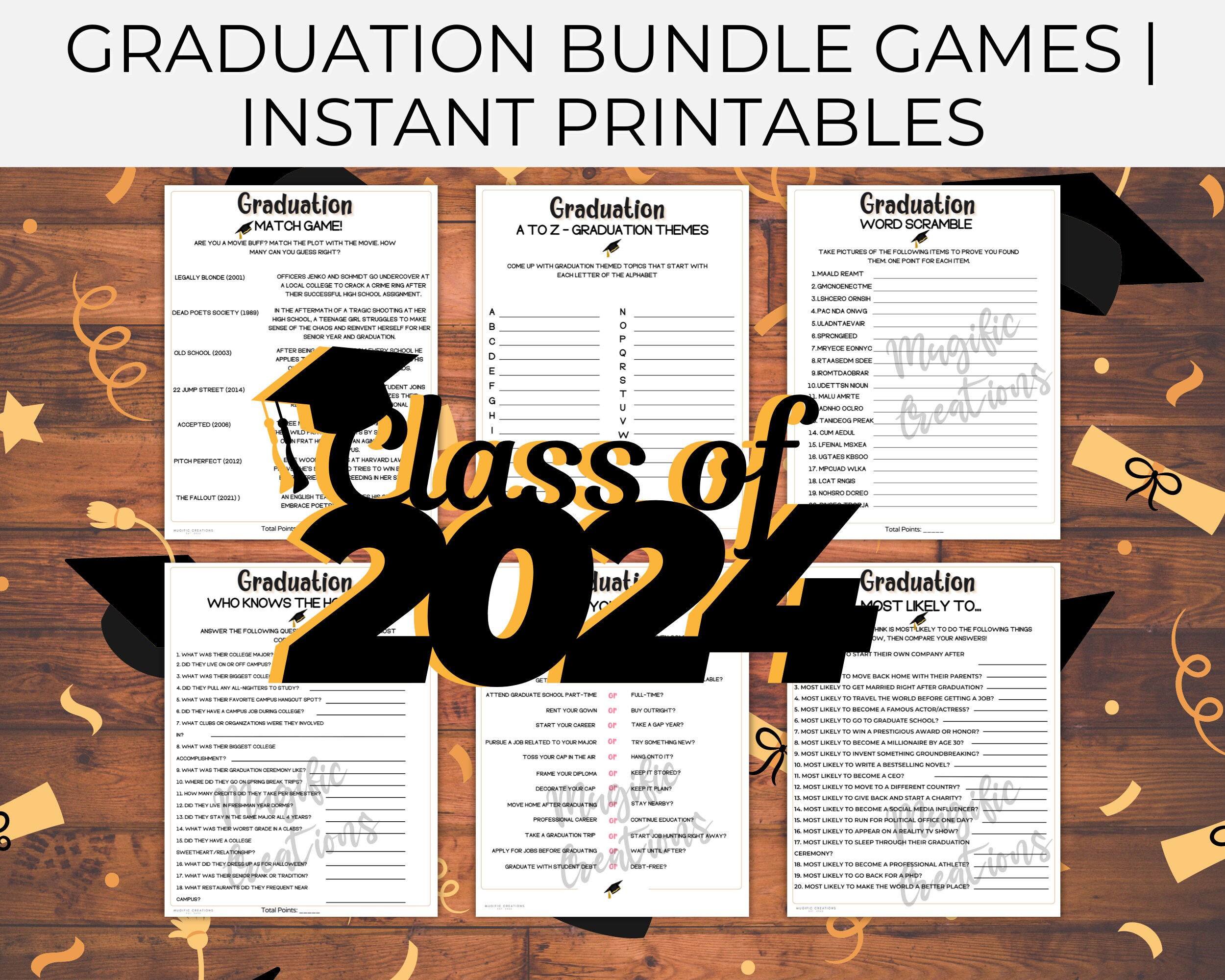 10 Printable Graduation Party Games Digital Download Class of 2024 ...