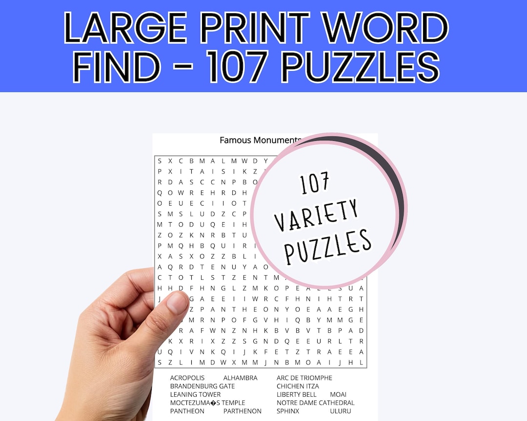 Large Print Word Search Puzzle Bundle – 107 Variety Pack, Easy-to-read ...
