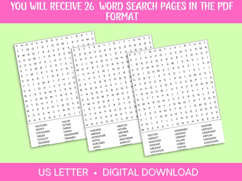 26 Alphabet Word Search PDF | Stroke Recovery Activity | Teen Adult ...