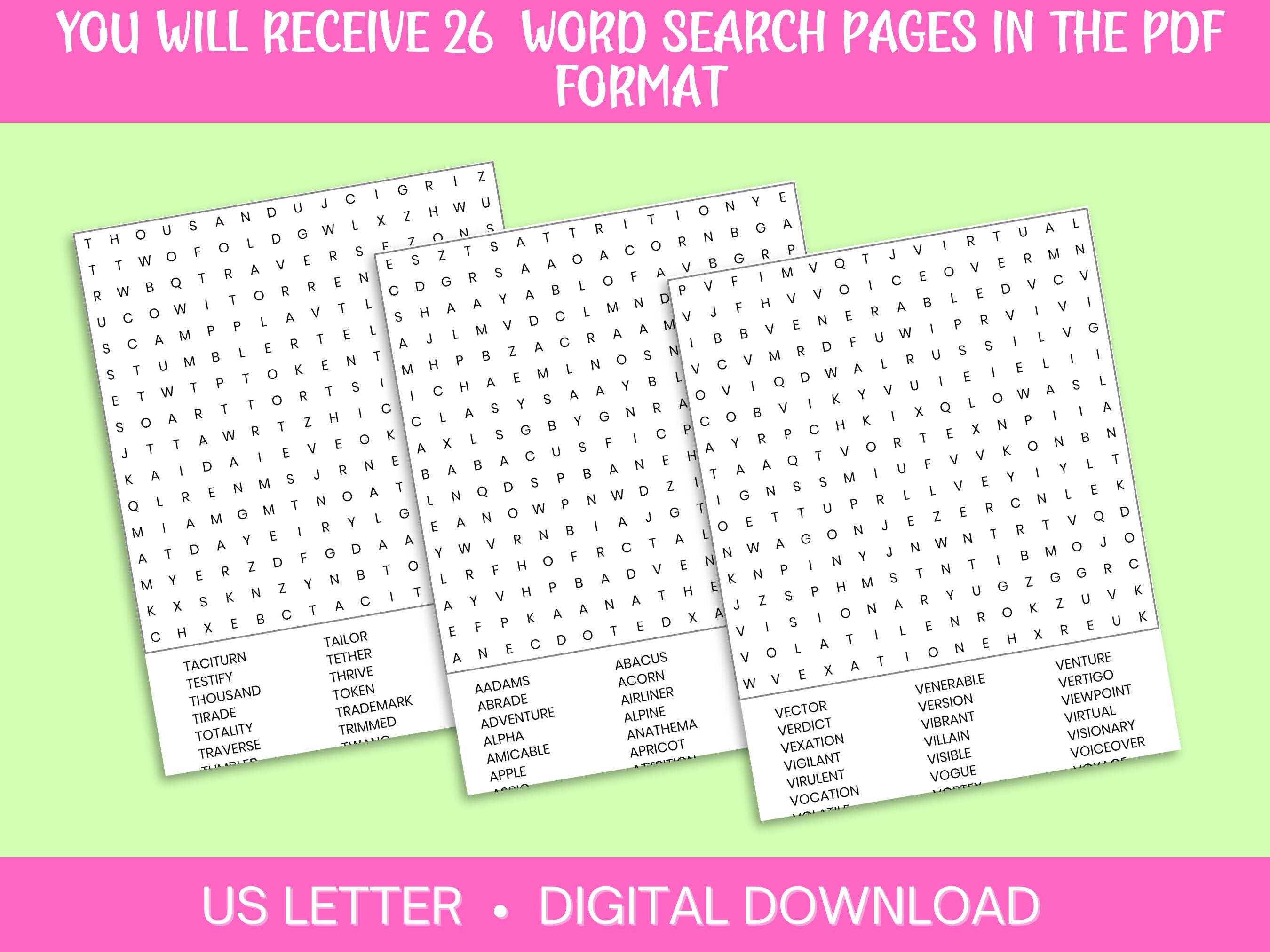 26 Alphabet Word Search PDF | Stroke Recovery Activity | Teen Adult ...