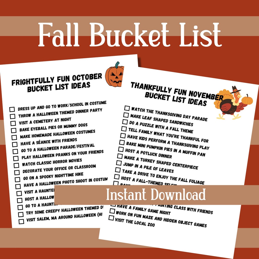 Fall Bucket List Template | Printable Autumn Activities (PDF) - Etsy
