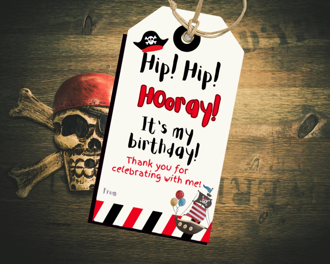 Pirate Thank You Tags, Pirate Birthday Favor, Pirate Skull Ship Tag ...
