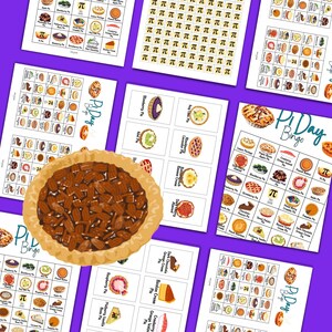 Pi Day Bingo Game Printable | 50 Unique Boards | Pi(e) Themed Party ...