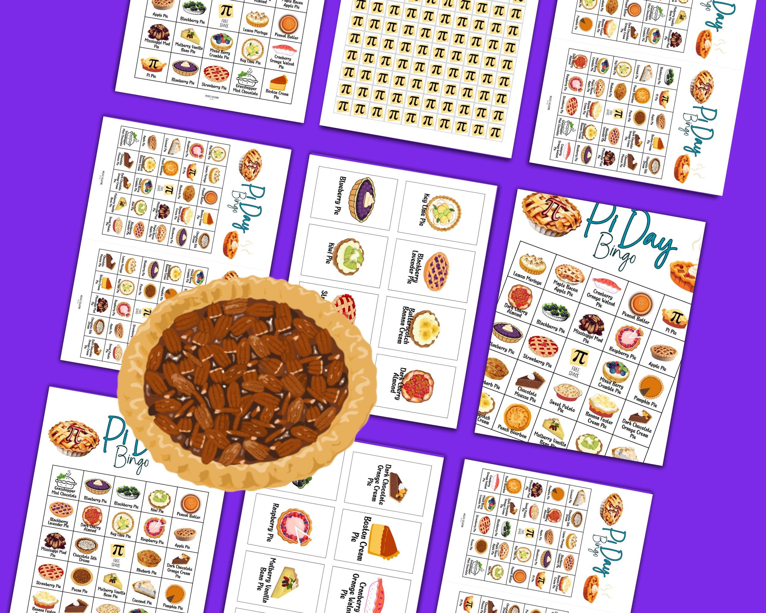 Pi Day Bingo Game Printable | 50 Unique Boards | Pi(e) Themed Party ...