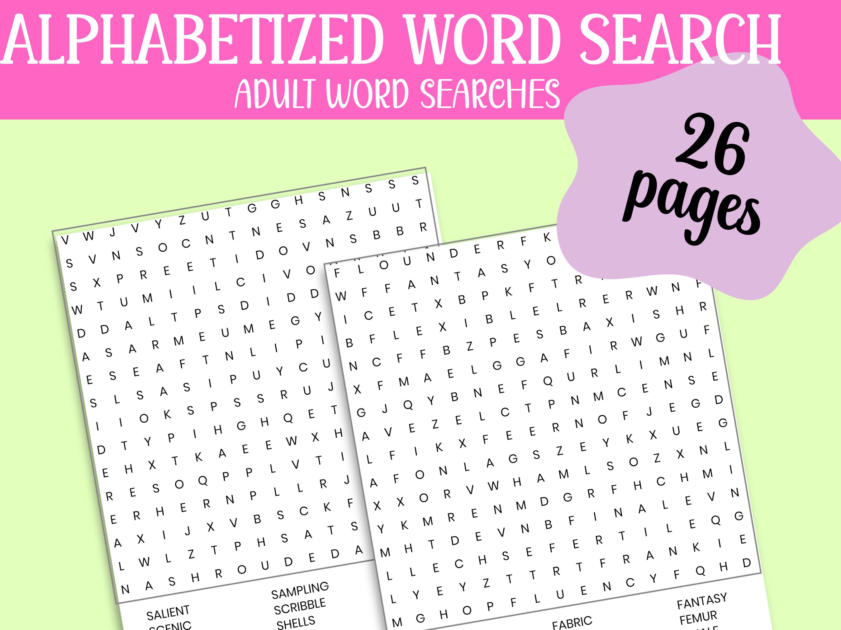 26 Alphabet Word Search PDF | Stroke Recovery Activity | Teen Adult ...